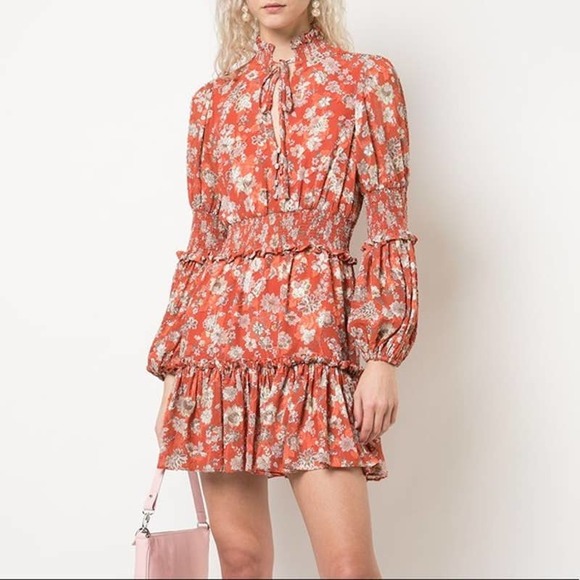 Alexis | Dresses | Nwt Alexis Rosewell Mini Dress In Rust Red Floral ...